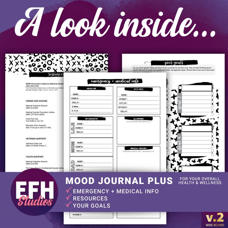 Mood Journal: Diary to Track Mood, Health, Wellness - Etsy