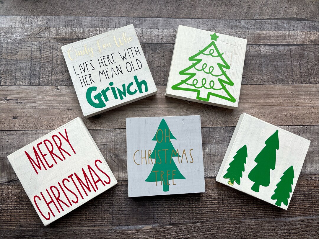 Christmas Wood Block Sign Wood Block Sitter Rustic Block - Etsy