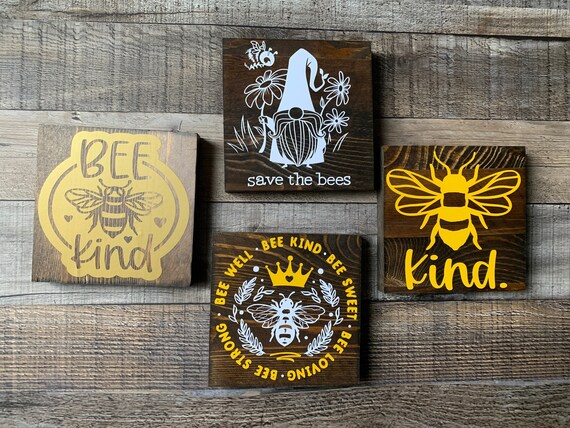 Bee Themed Wood Block Sign Bee Theme Decor Summer Decor | Etsy