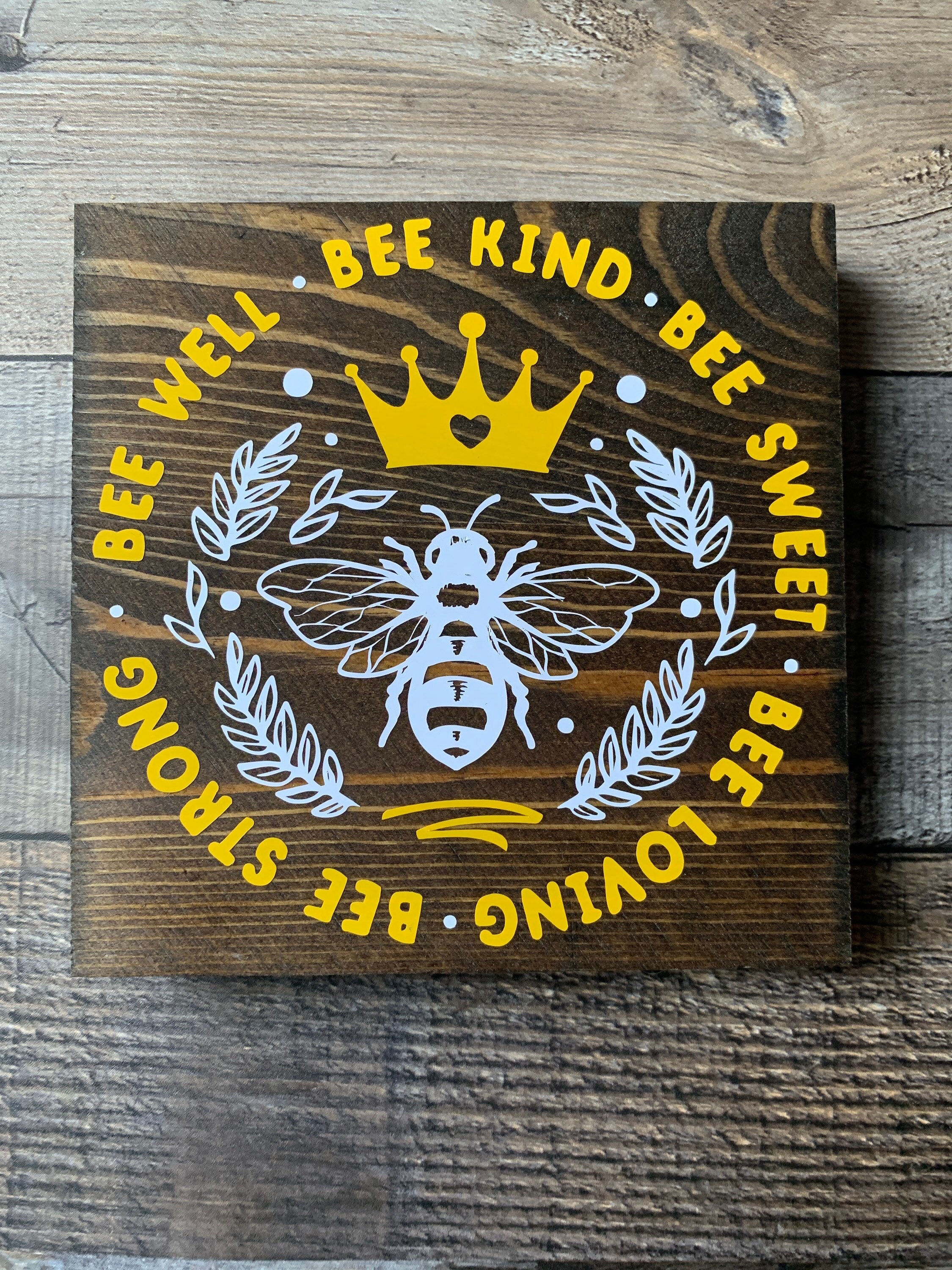 Bee Themed Wood Block Sign, Bee Theme Decor, Summer Decor, Wood Block ...