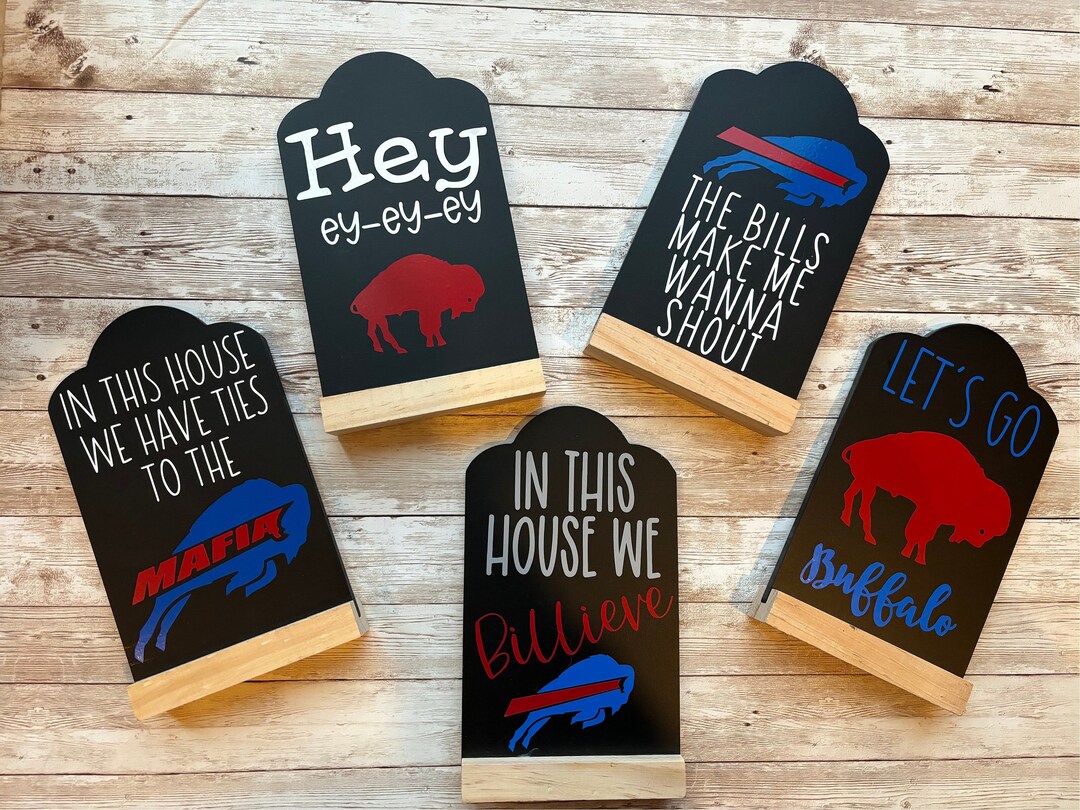 Buffalo Bills Chalkboard and Wood Sitter Sign, Bills Sign, Sitter Sign ...