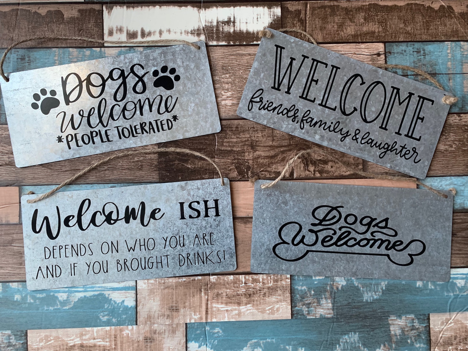 Hanging Galvanized Tin Signs, Farmhouse Decor, Rustic Decor, Rae Dunn ...