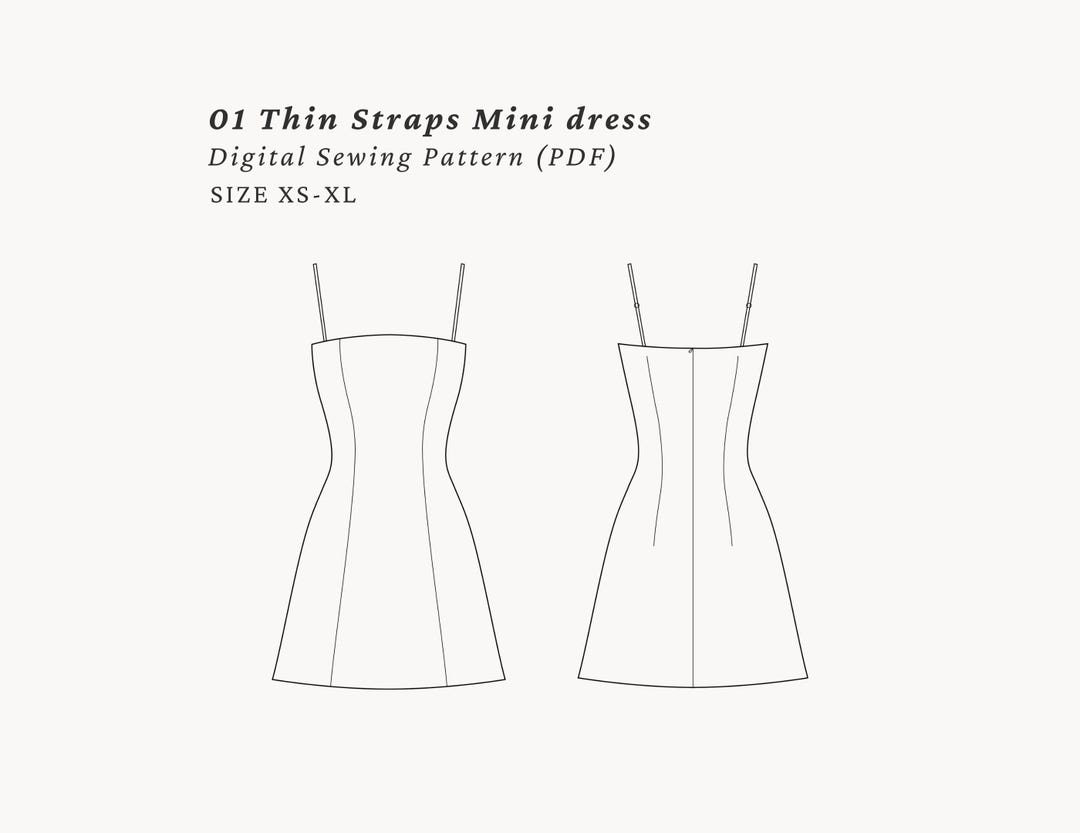 Thin Straps Mini Dress L PDF Sewing Pattern | Instant Download | Size ...