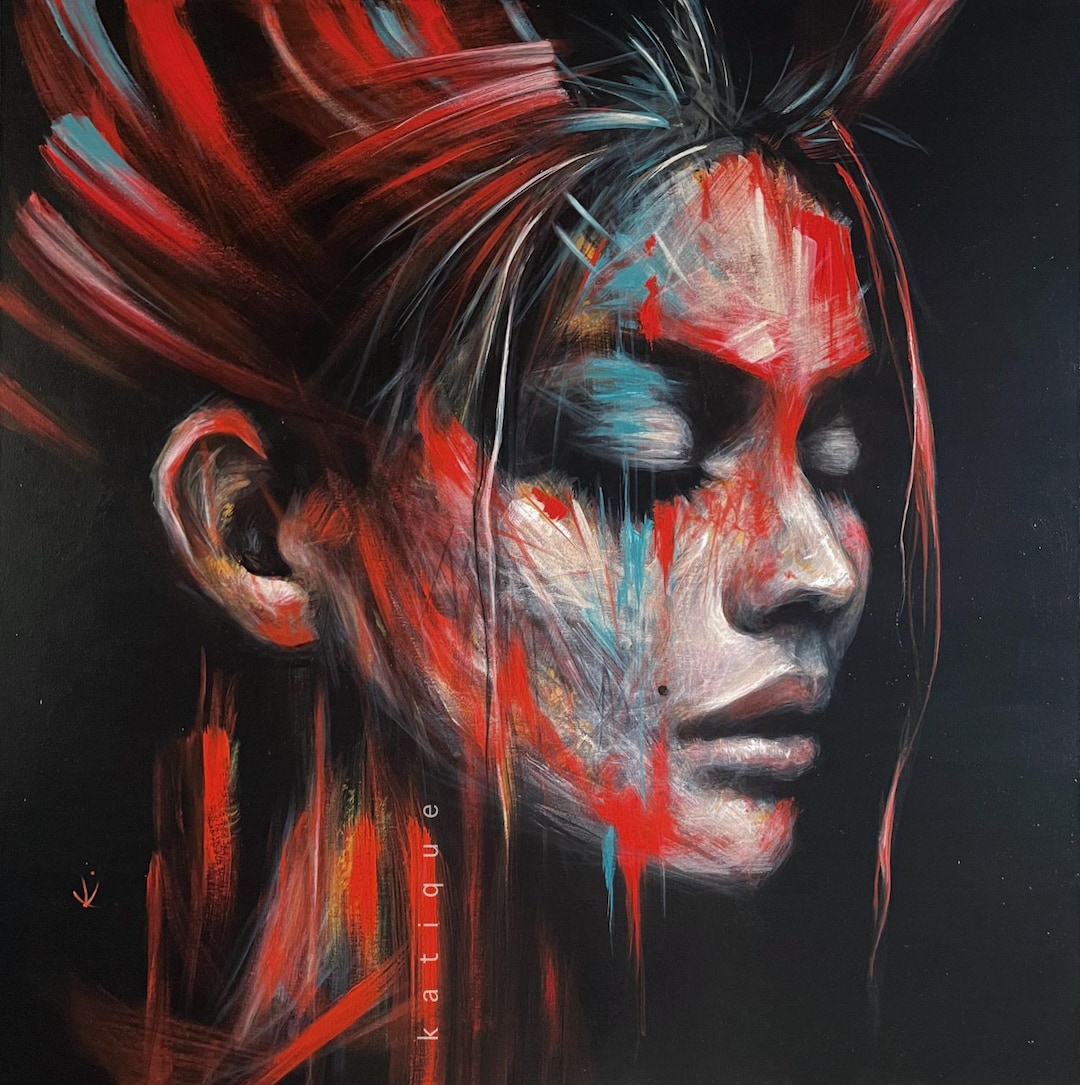 Smudges. Original Portrait Painting on a Stretched Canvas. Hand-painted ...