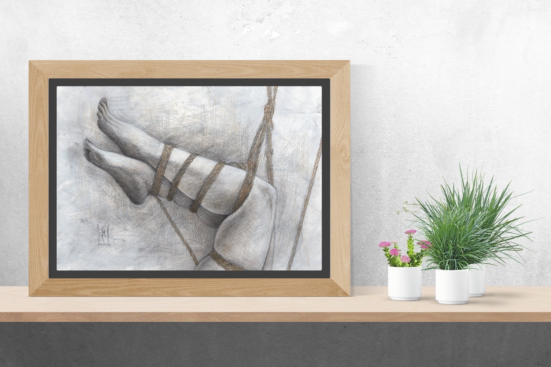 Shibari Feet, Original Drawing Made by Hand. NOT A PRINT. Certificate ...