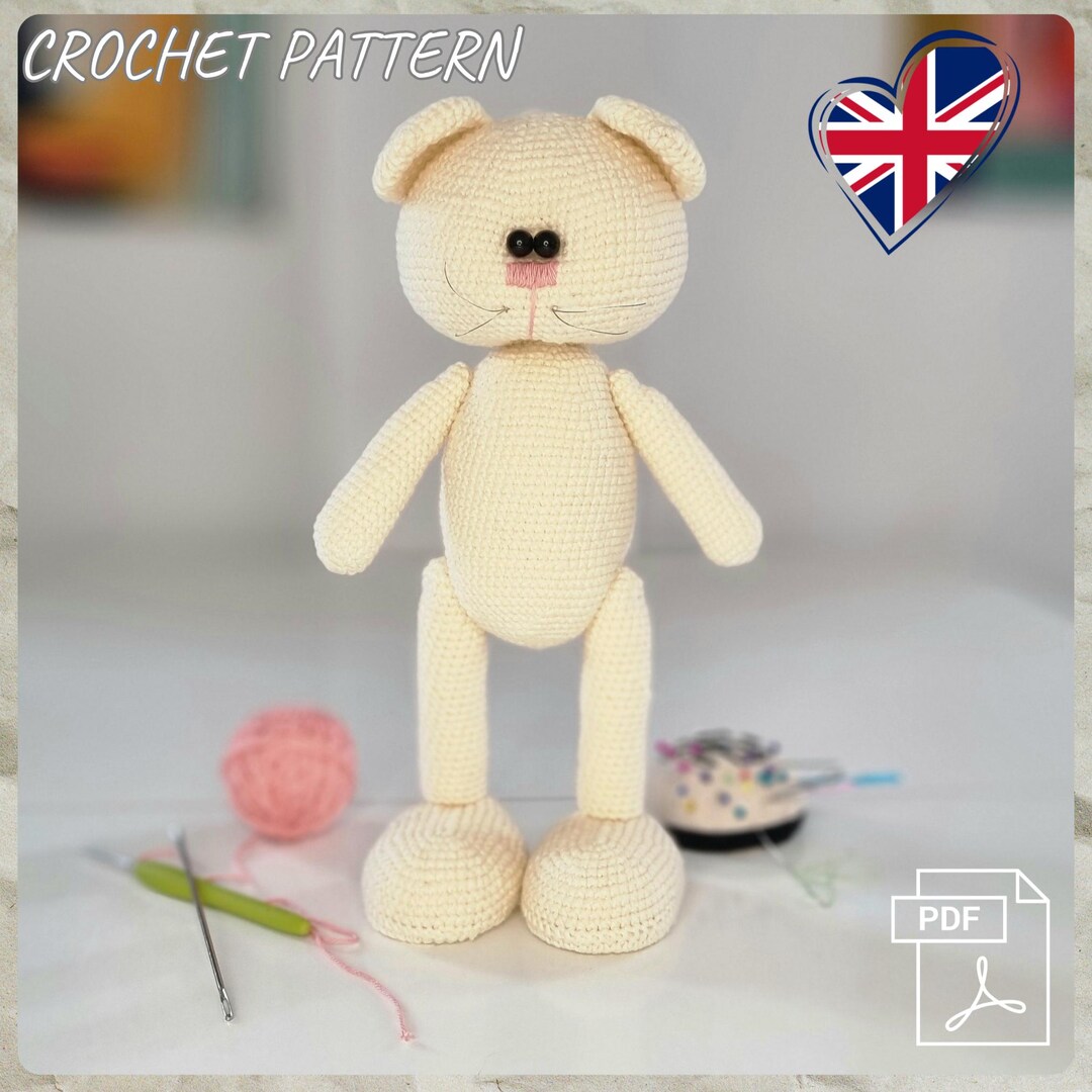 Crochet Pattern, PDF German, Tilda Cat, Pattern WITHOUT Clothes ...