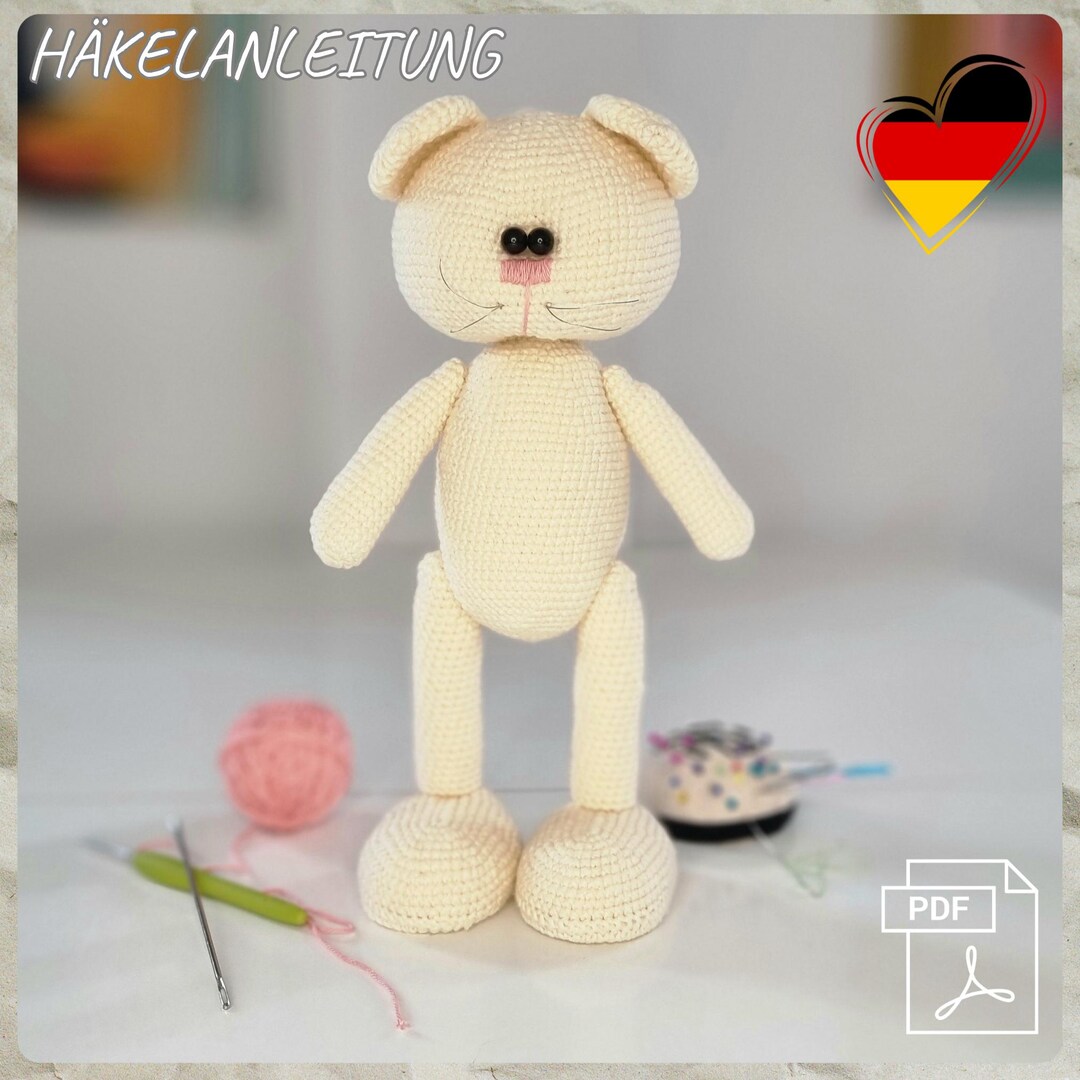 Crochet Pattern, PDF German, Tilda Cat, Pattern WITHOUT Clothes ...