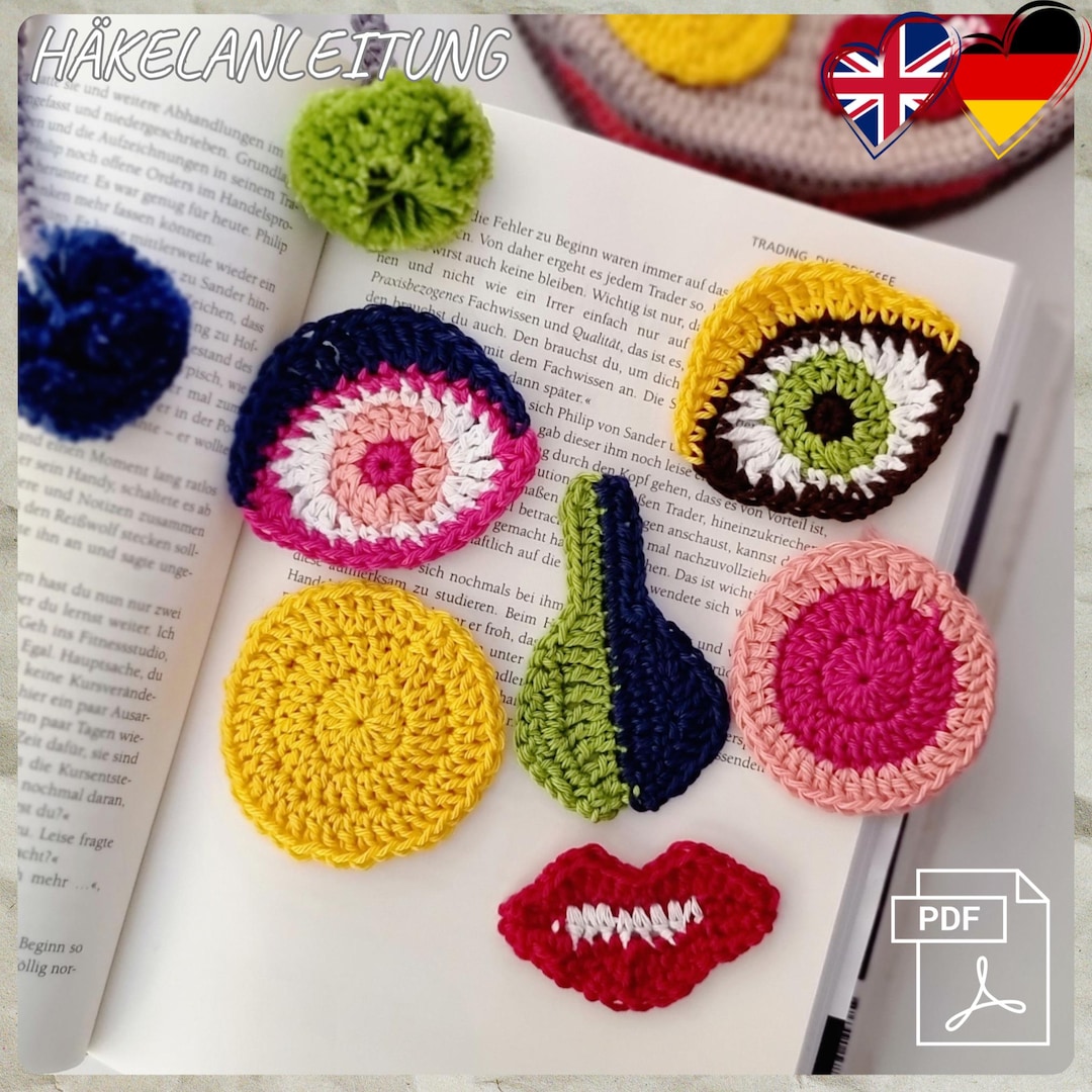 Page 31 Crochet Pattern, PDF, English/german. Crocheted Sew-on Applique ...