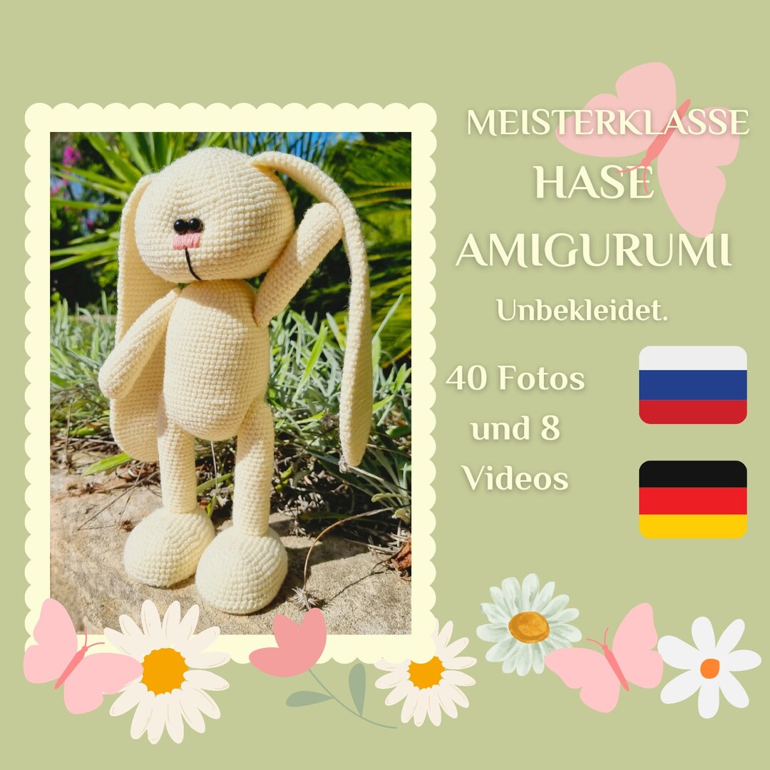 Crochet Pattern, PDF, German, Russian, Tilda Rabbit, Crochet Pattern ...