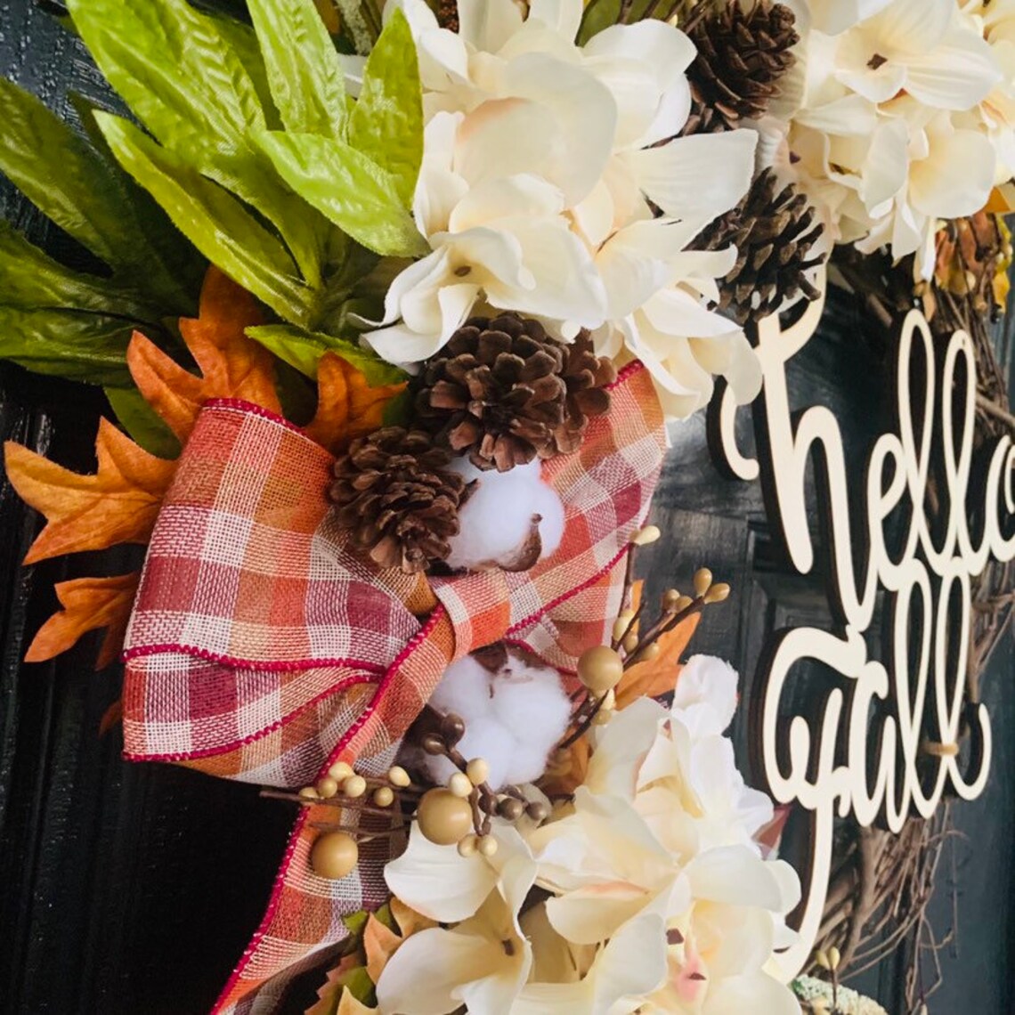 Hello Fall Wreath Modern Farmhouse Wreath Farmhouse Decor - Etsy