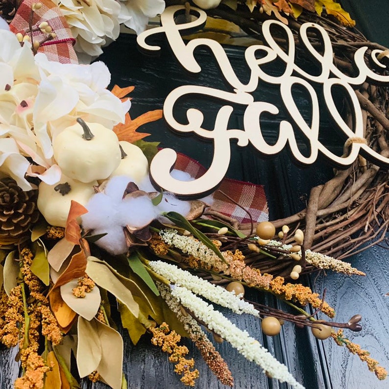Hello Fall Wreath Modern Farmhouse Wreath Farmhouse Decor - Etsy