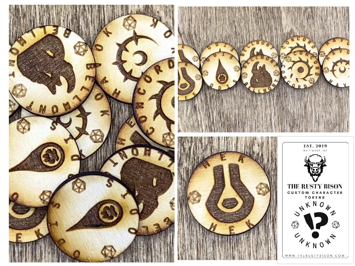 Custom Engraved Character Token Set / 1 Wooden Circle / Set - Etsy