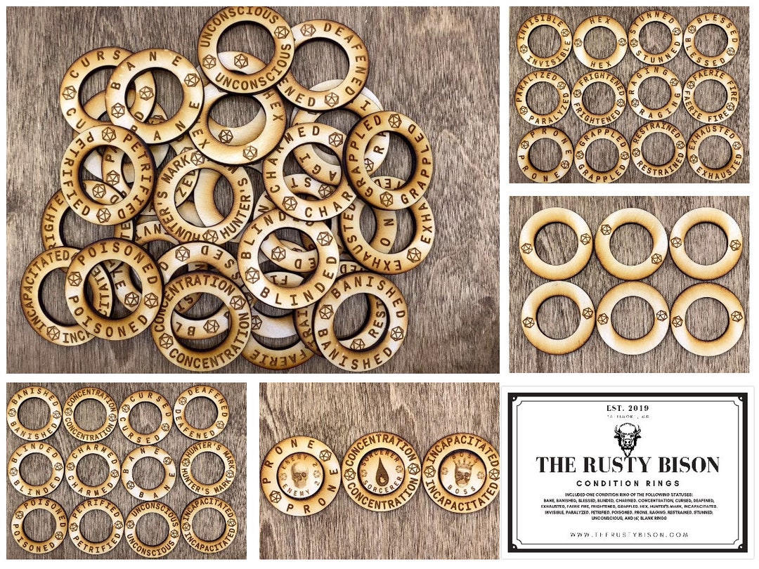 D&D Condition Ring Set / Dungeon Master Condition Rings / DND Tokens ...