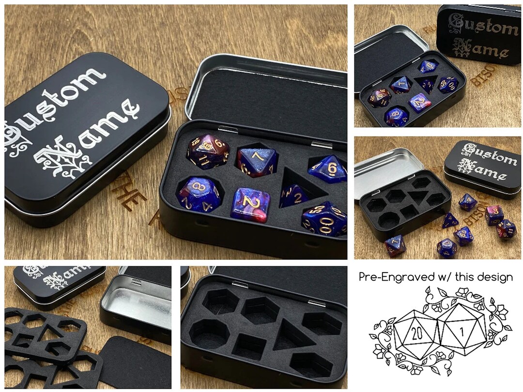 Pre-engraved DND Dice Box W/ EVA Foam Inserts / Dungeons and Dragons ...