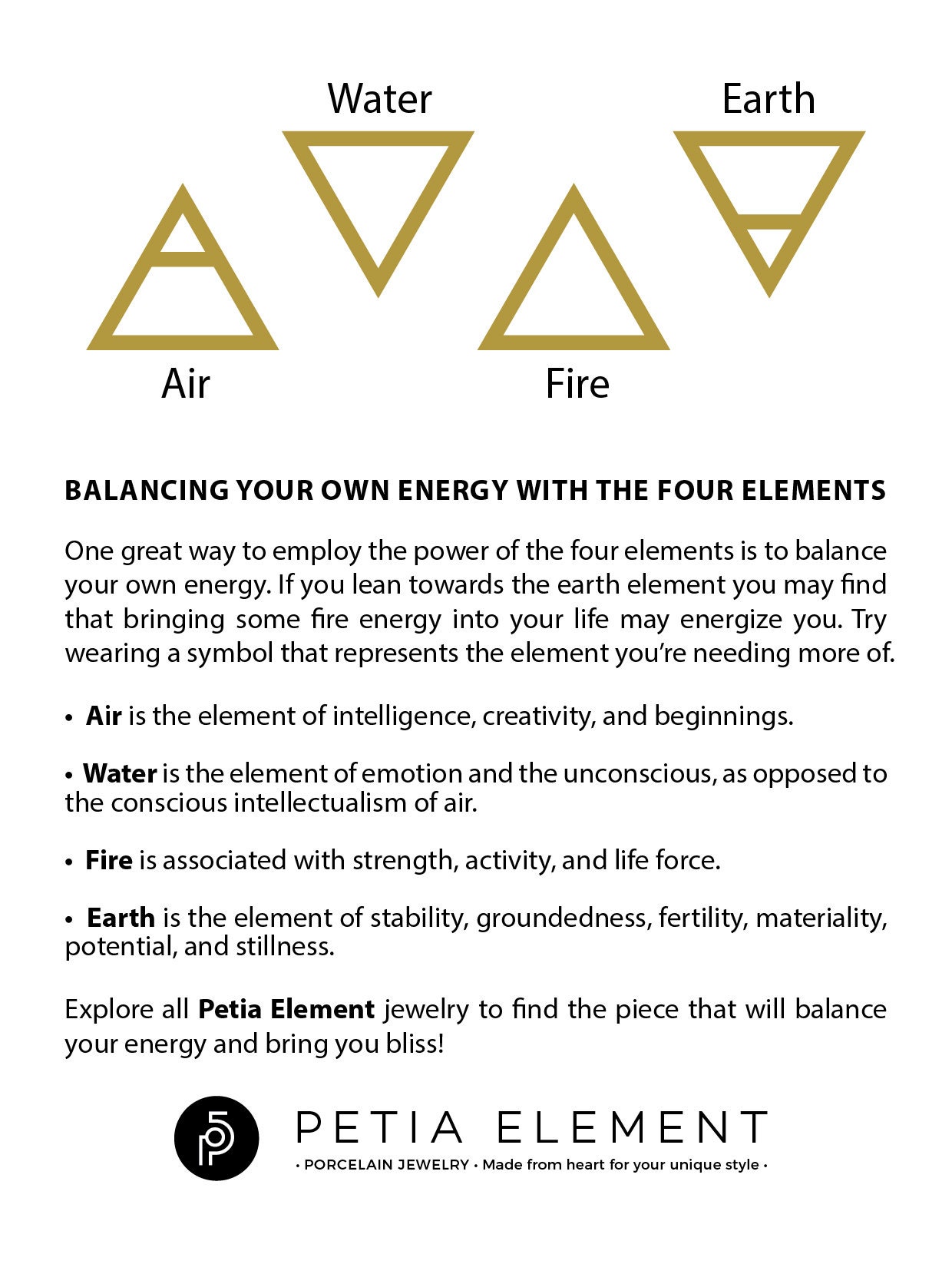 Earth Element Symbol Necklace Porcelain Triangle Necklace | Etsy