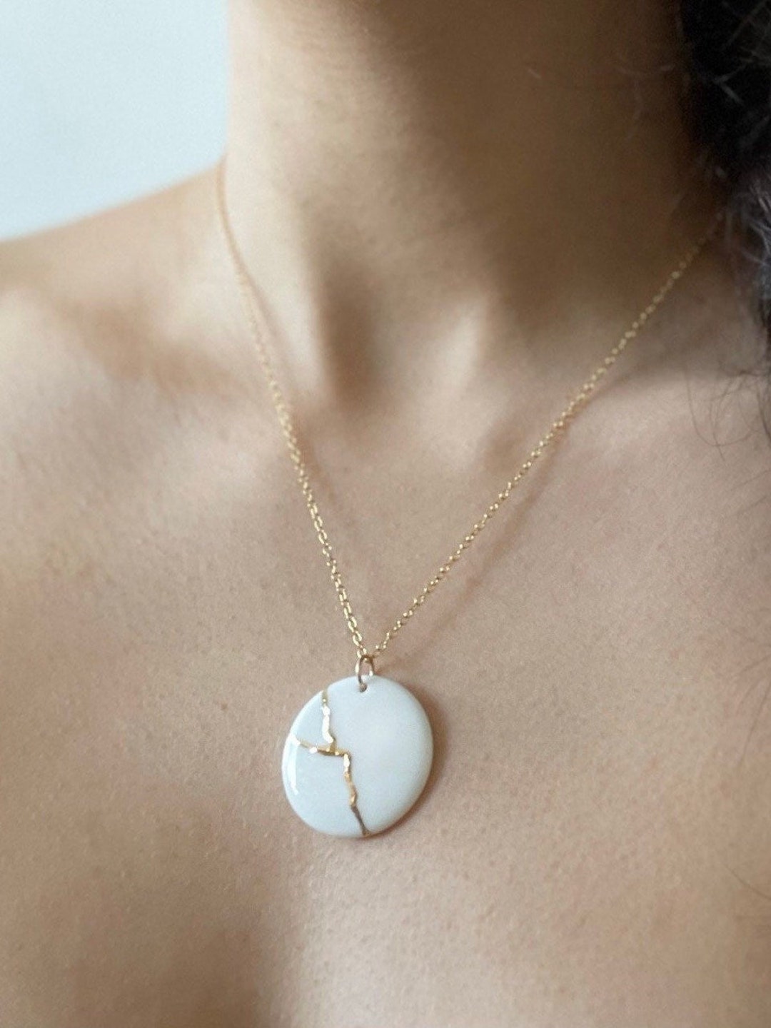 Porcelain Necklace, Kintsugi Necklace, 18th Wedding Anniversary Gift ...