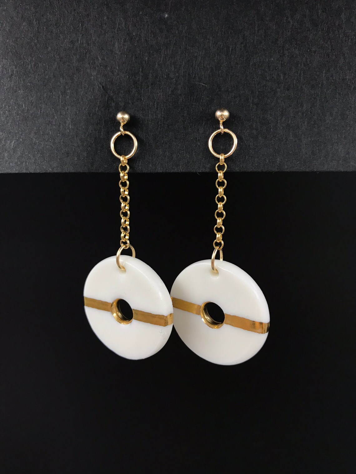 Long Earrings Studs Porcelain Earrings Hand-painted | Etsy