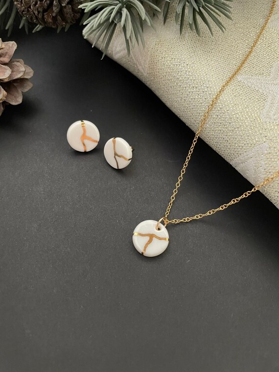 Kintsugi Jewelry Set Porcelain Jewelry Encouragement - Etsy