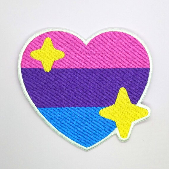 Bisexual Pride Heart Emoji Iron-On Embroidered Patch | Etsy