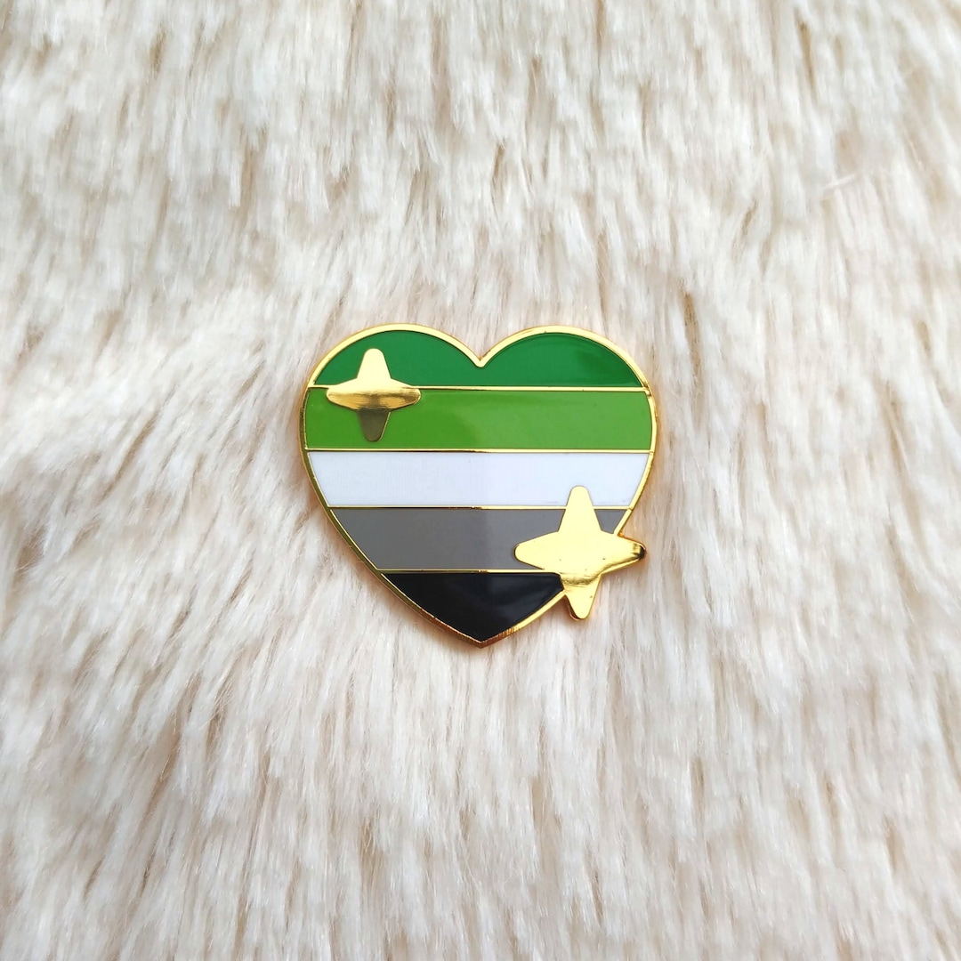 PRIDE Aromantic Sparkling Heart Emoji Enamel Pin - Etsy