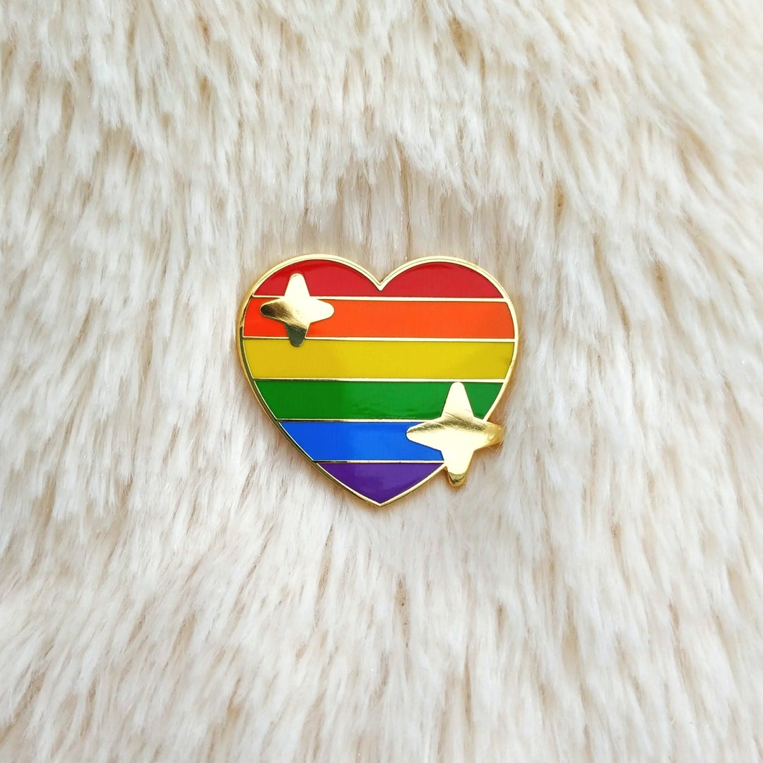 PRIDE LGBT Gay Sparkling Heart Emoji Enamel Pin - Etsy