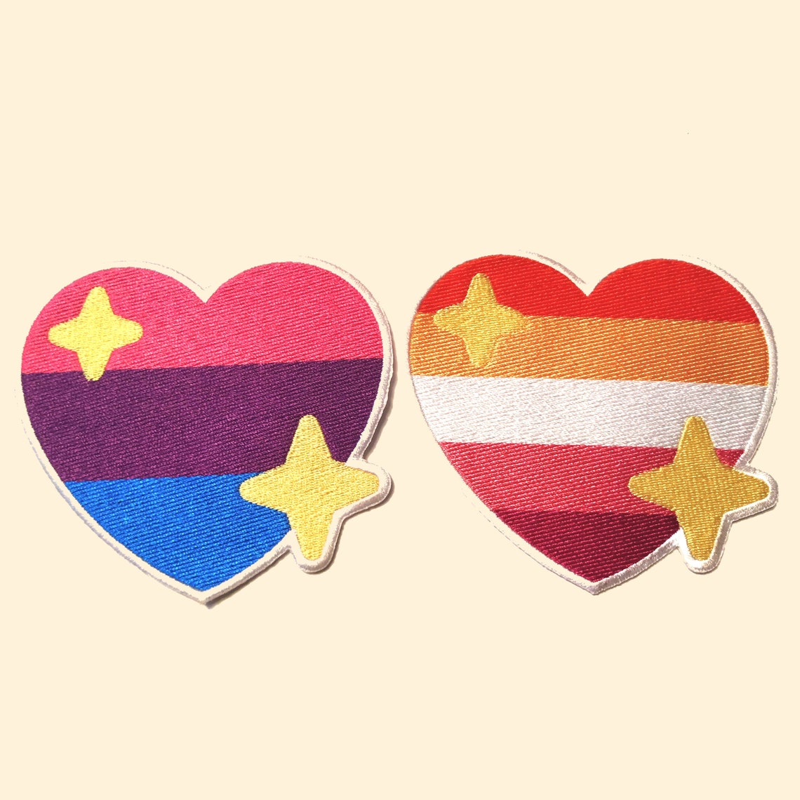Bisexual Pride Heart Emoji Iron-On Embroidered Patch | Etsy