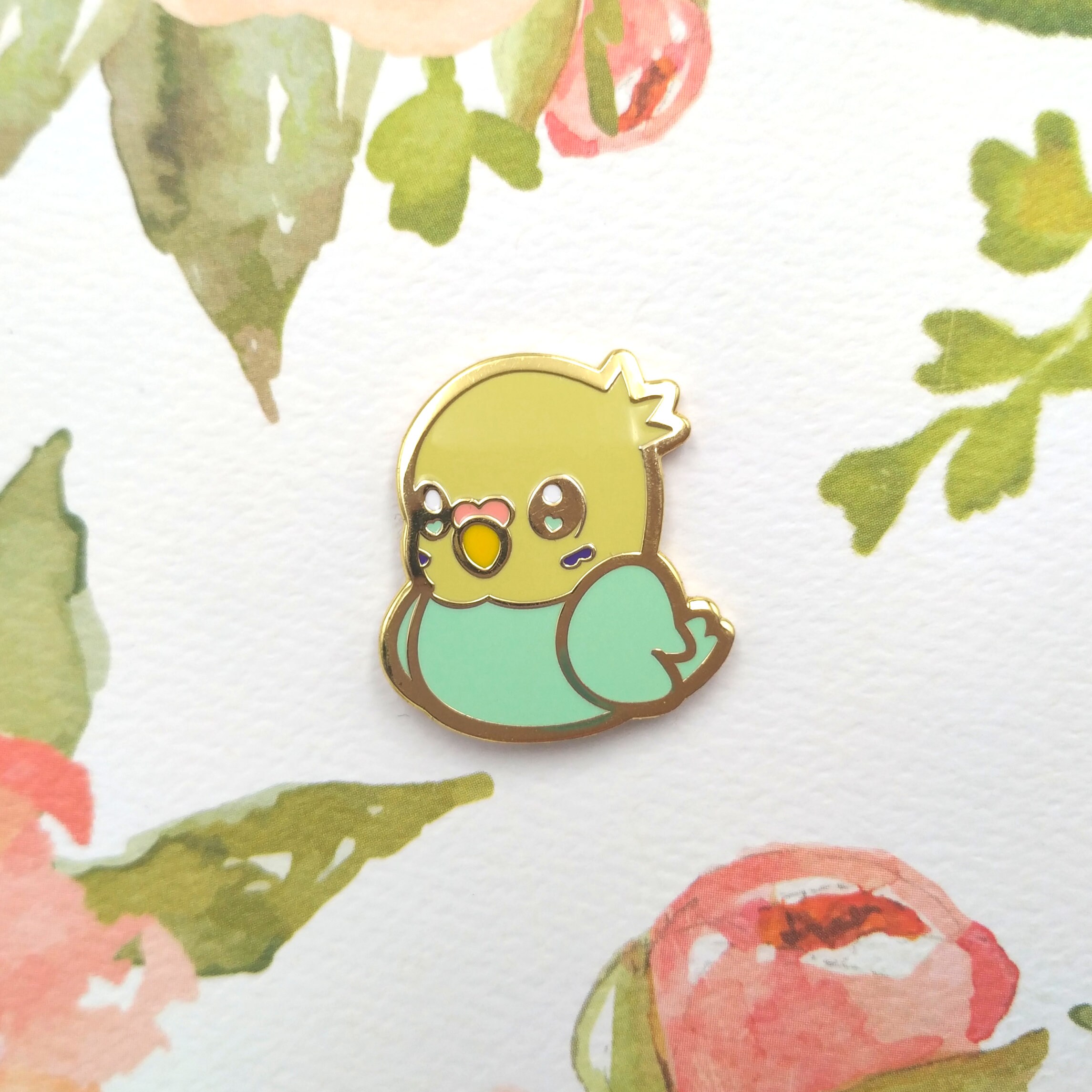 Budgie Chibi Bird Hard Enamel Pin Parrot Parrotlet Budgerigar Borb ...
