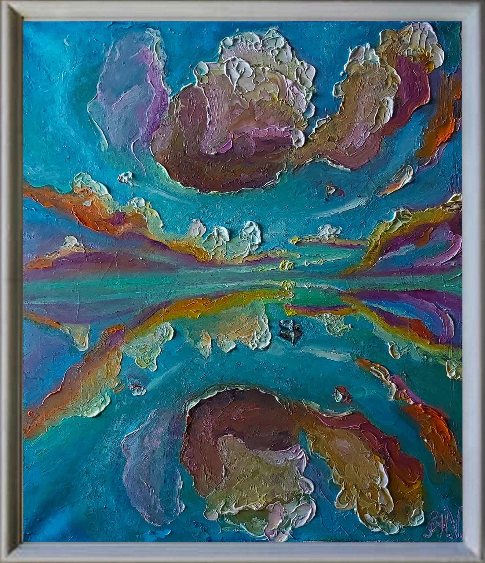 Seascape Abstract Oil Painting Original on Canvas, Reflection ...