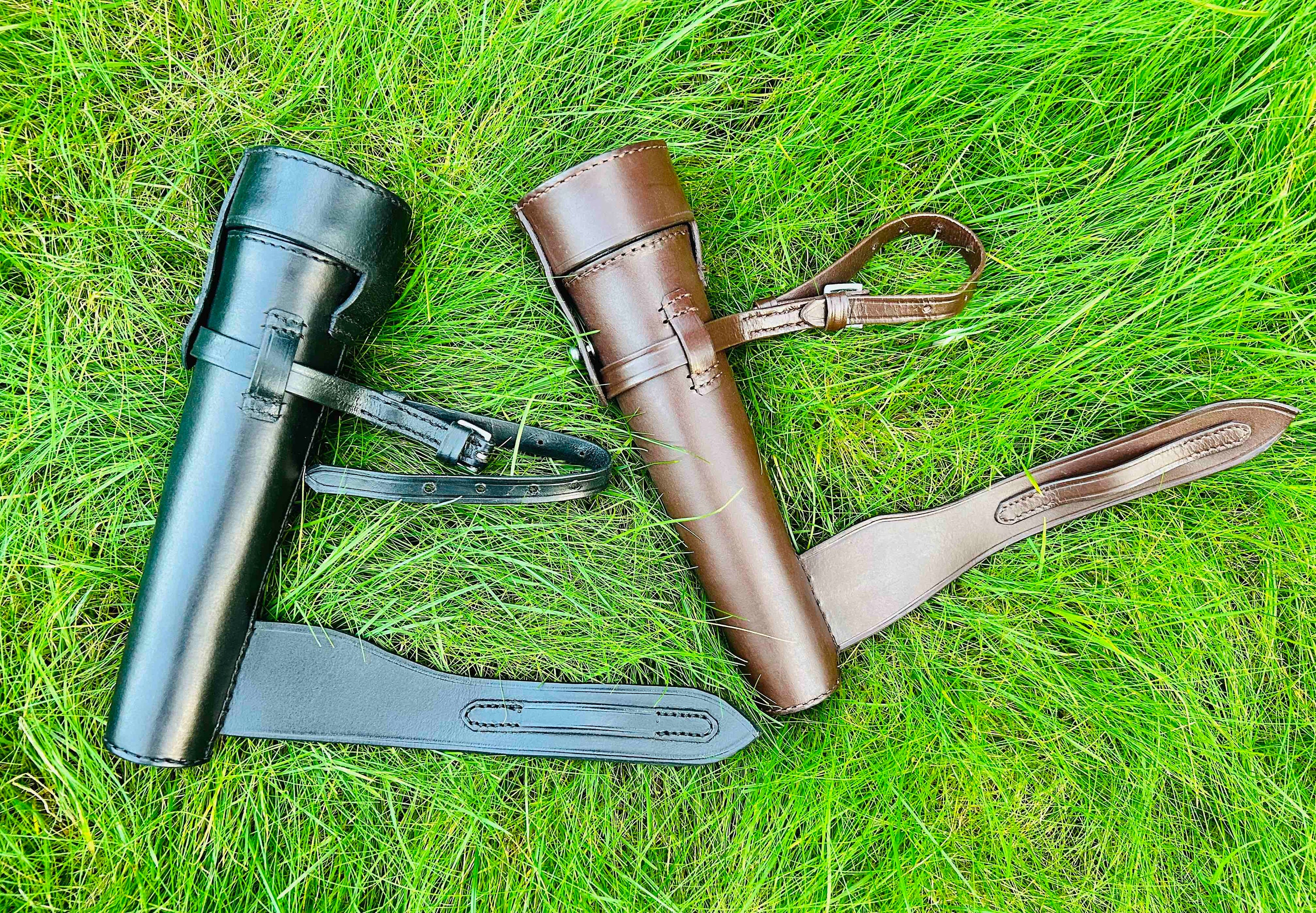 Leather Hunt Mounted Saddle Flask Set Saddle Hip Stainless Steel Flask ...