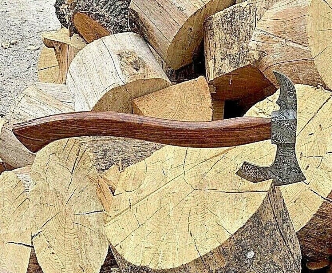Handmade Damascus Twisted Pattern Hatchet Steel Axe Hunting Camping ...