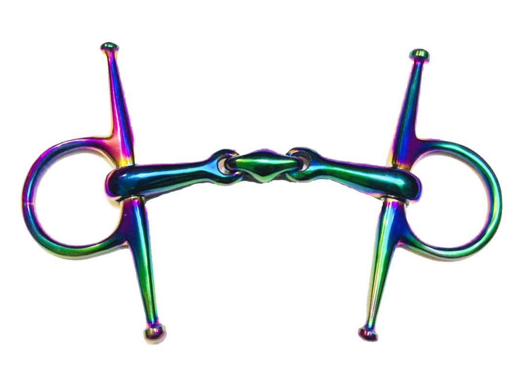 Full Cheek Rainbow Colour Jointed HORSE BIT Stainless Steel Snaffle Bit ...