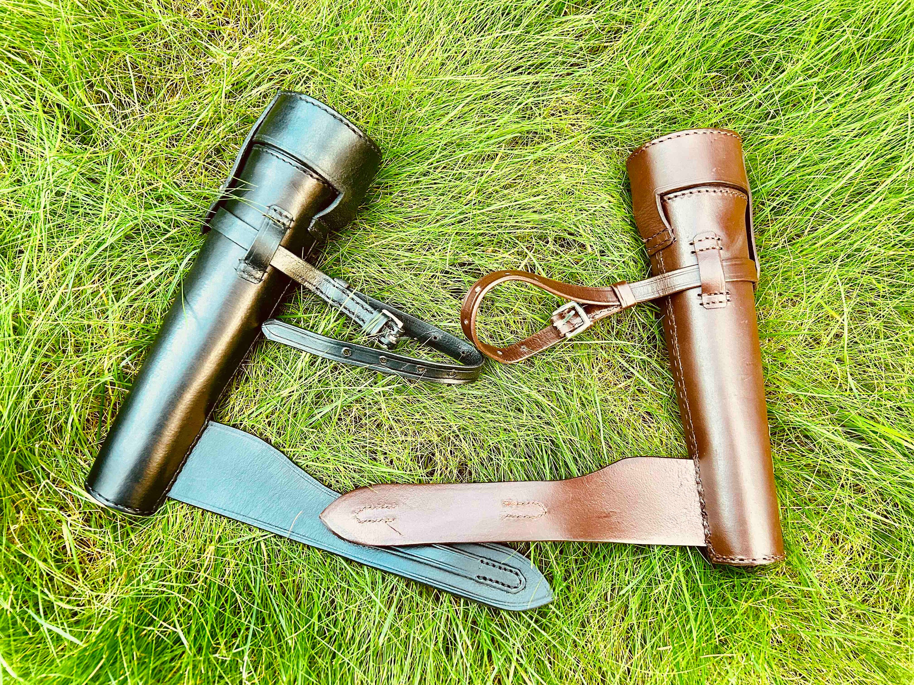 Leather Hunt Mounted Saddle Flask Set Saddle Hip Stainless Steel Flask ...