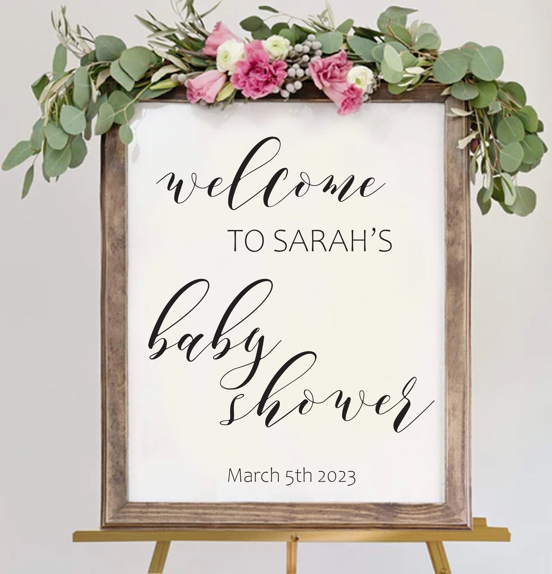 Custom Baby Shower Sign Decal Sticker, DIY Acrylic Personalised Sign ...