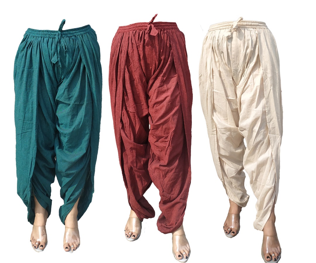 Indian Dhoti Style Ladies Trousers Pants| Elasticated Drawstrings ...
