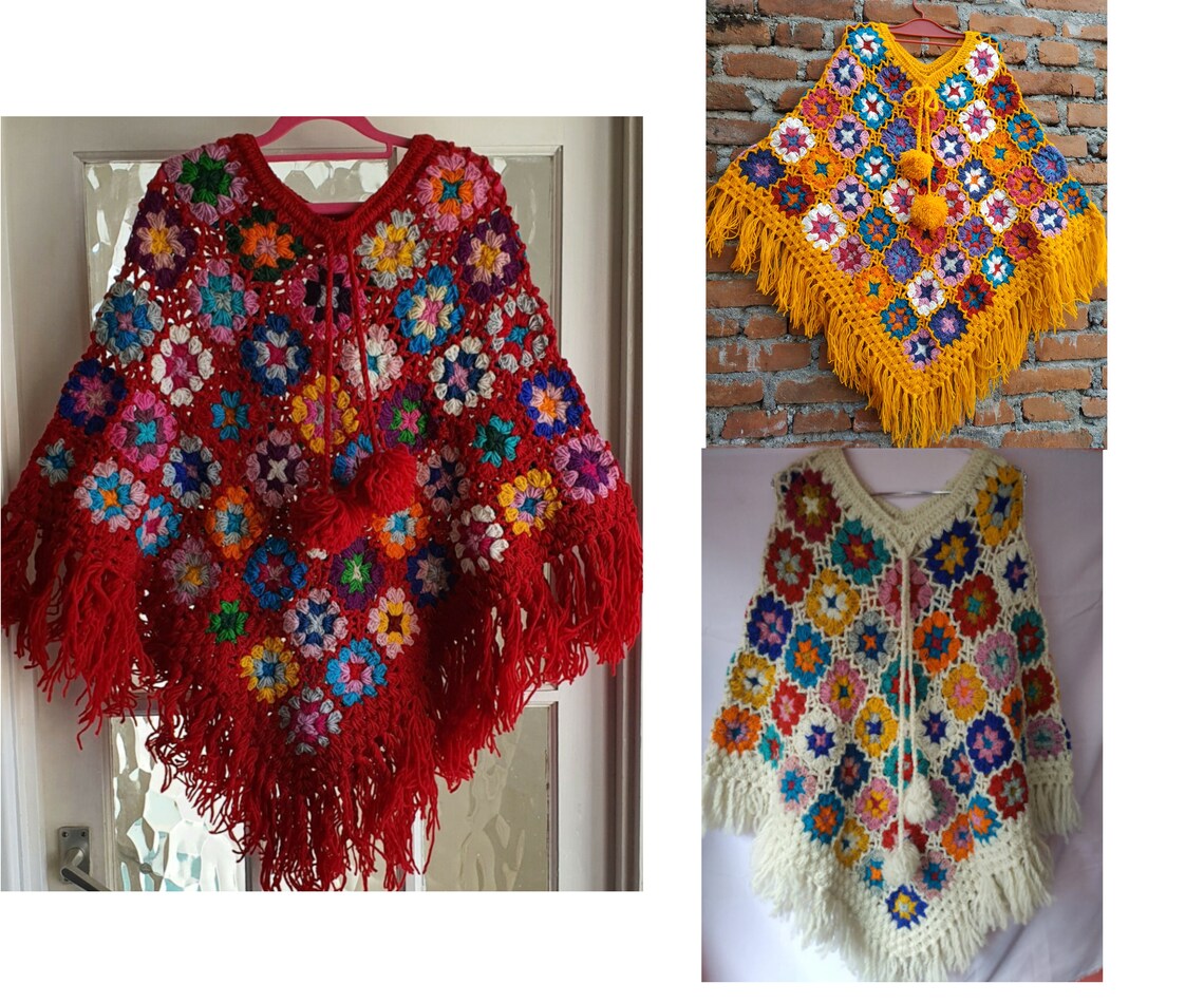 Handknitted Patchwork Wool Colourful Festival Boho Hippie - Etsy UK