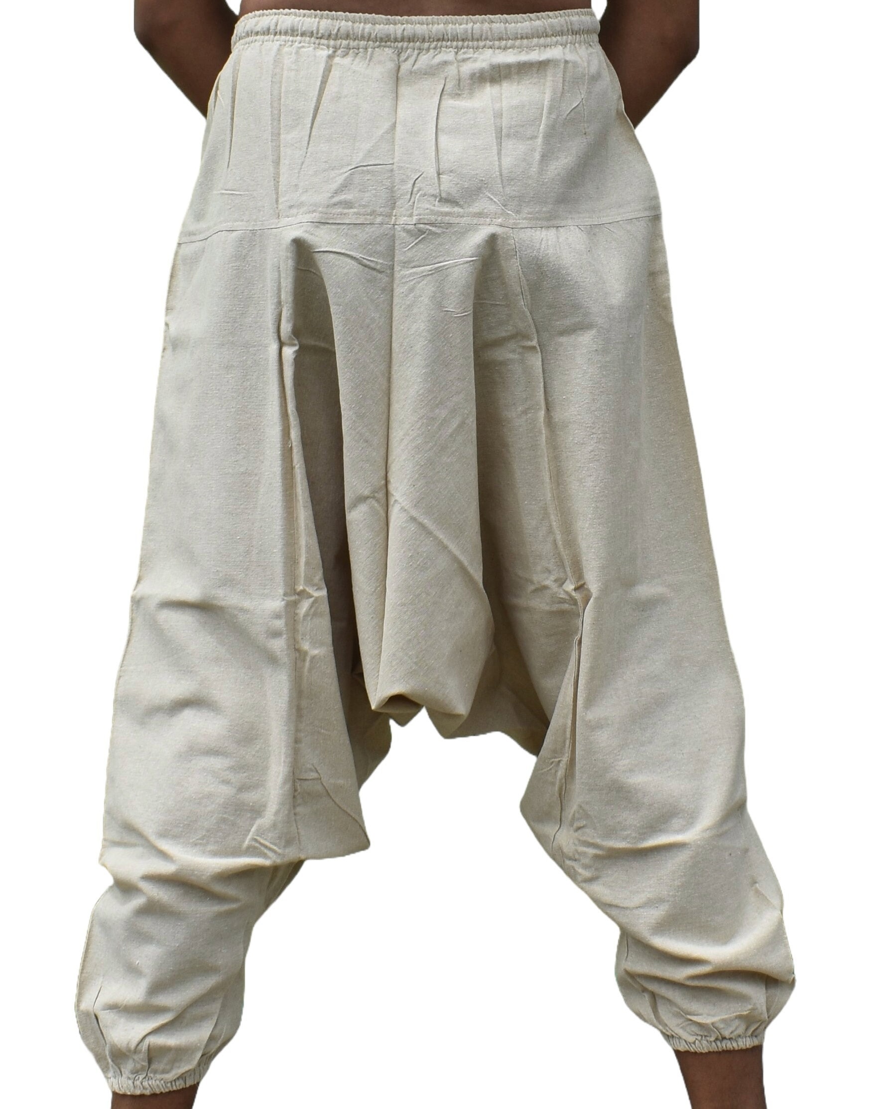 Organic Hemp Aladdin Harem Trousers Pants| Natural Beige Cream Ivory ...
