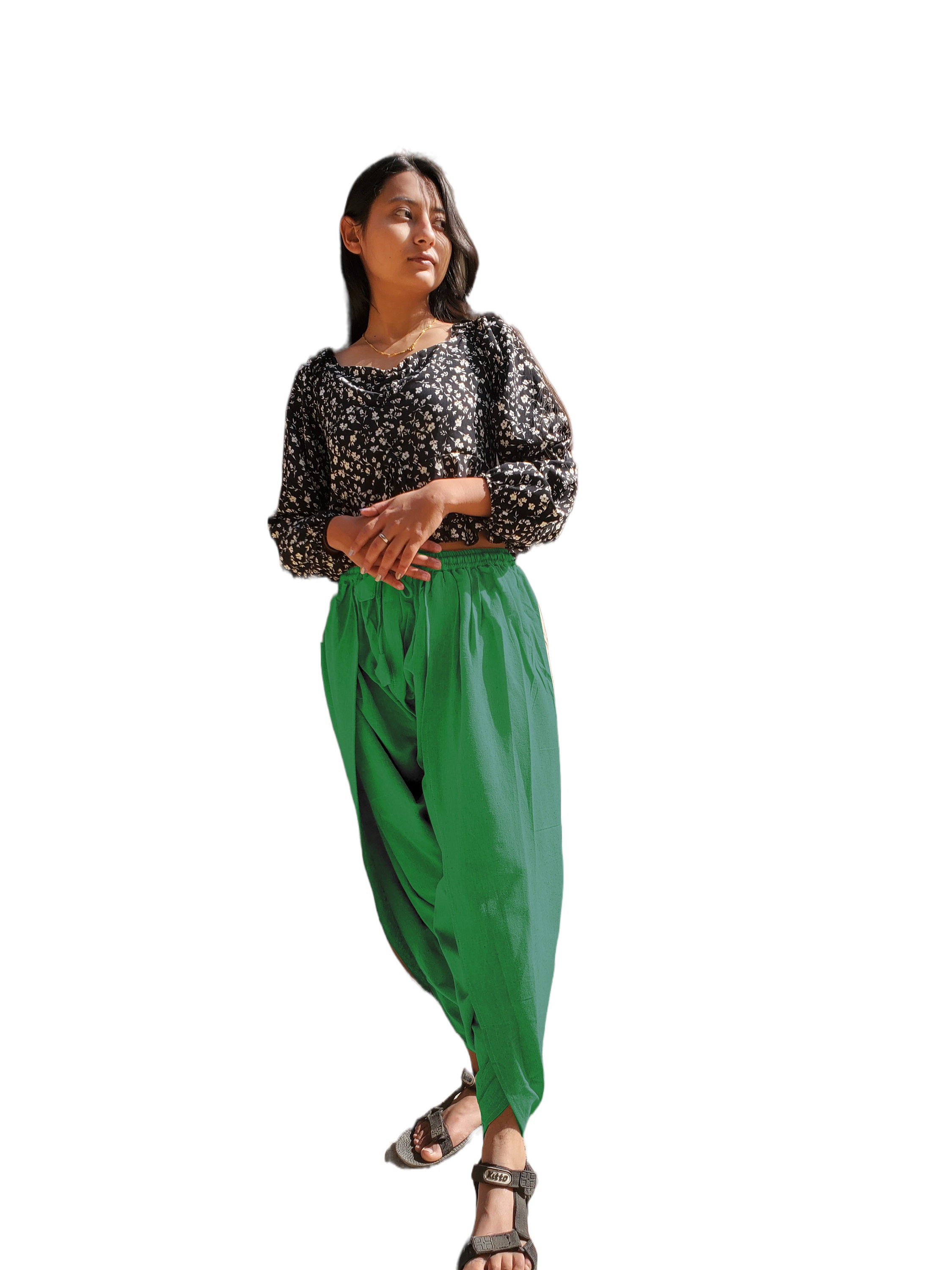 Indian Dhoti Style Ladies Trousers Pants| Elasticated Drawstrings ...