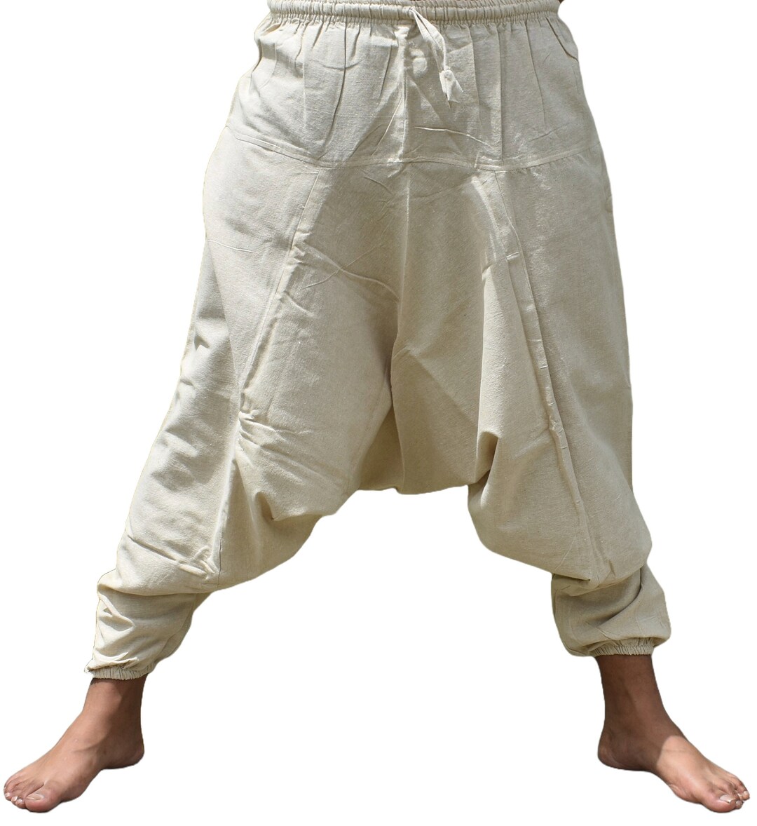 Organic Hemp Aladdin Harem Trousers Pants| Natural Beige Cream Ivory ...