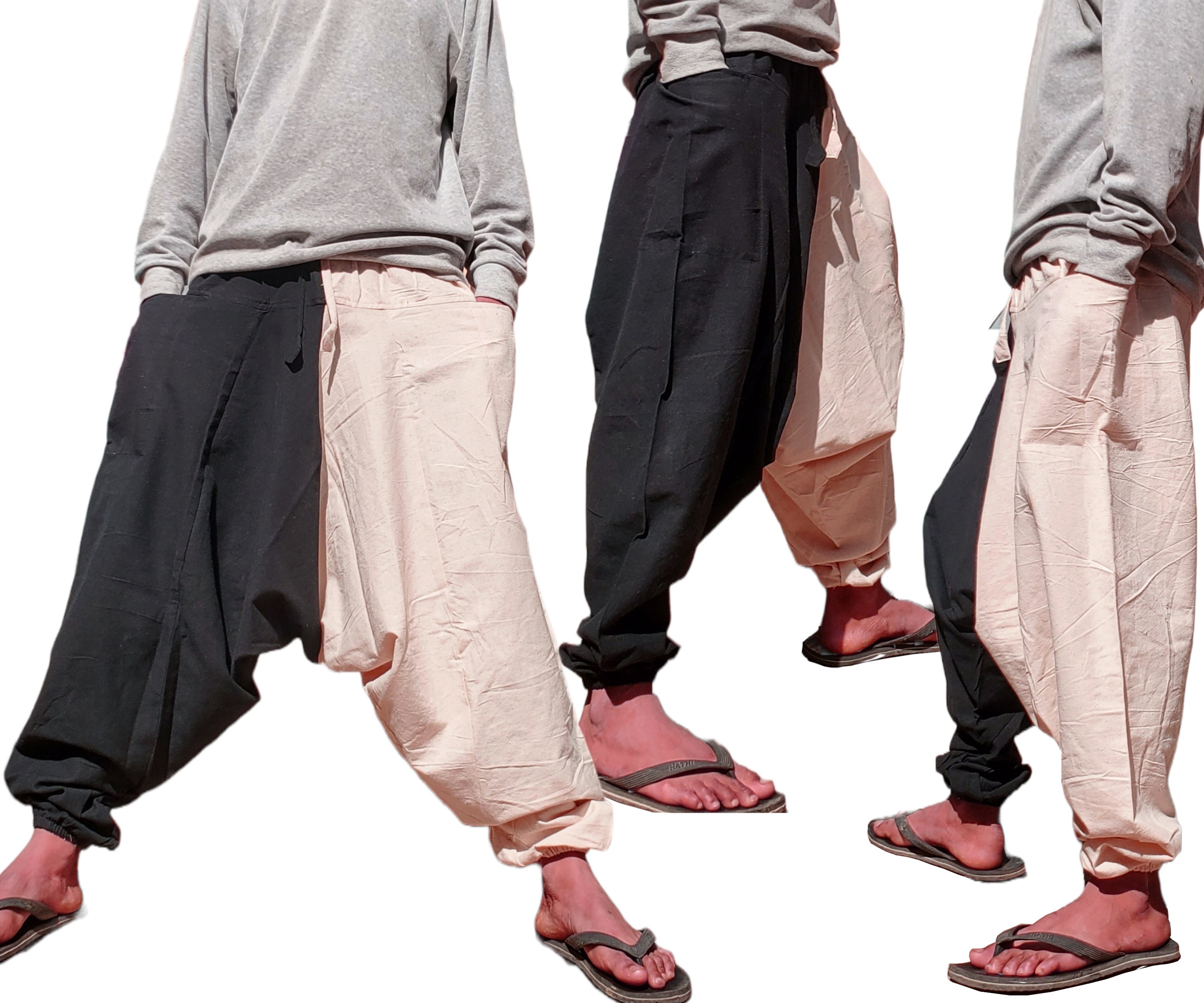 Black & White Cotton Harem Pants - Boho Yoga Aladdin Trousers - Etsy