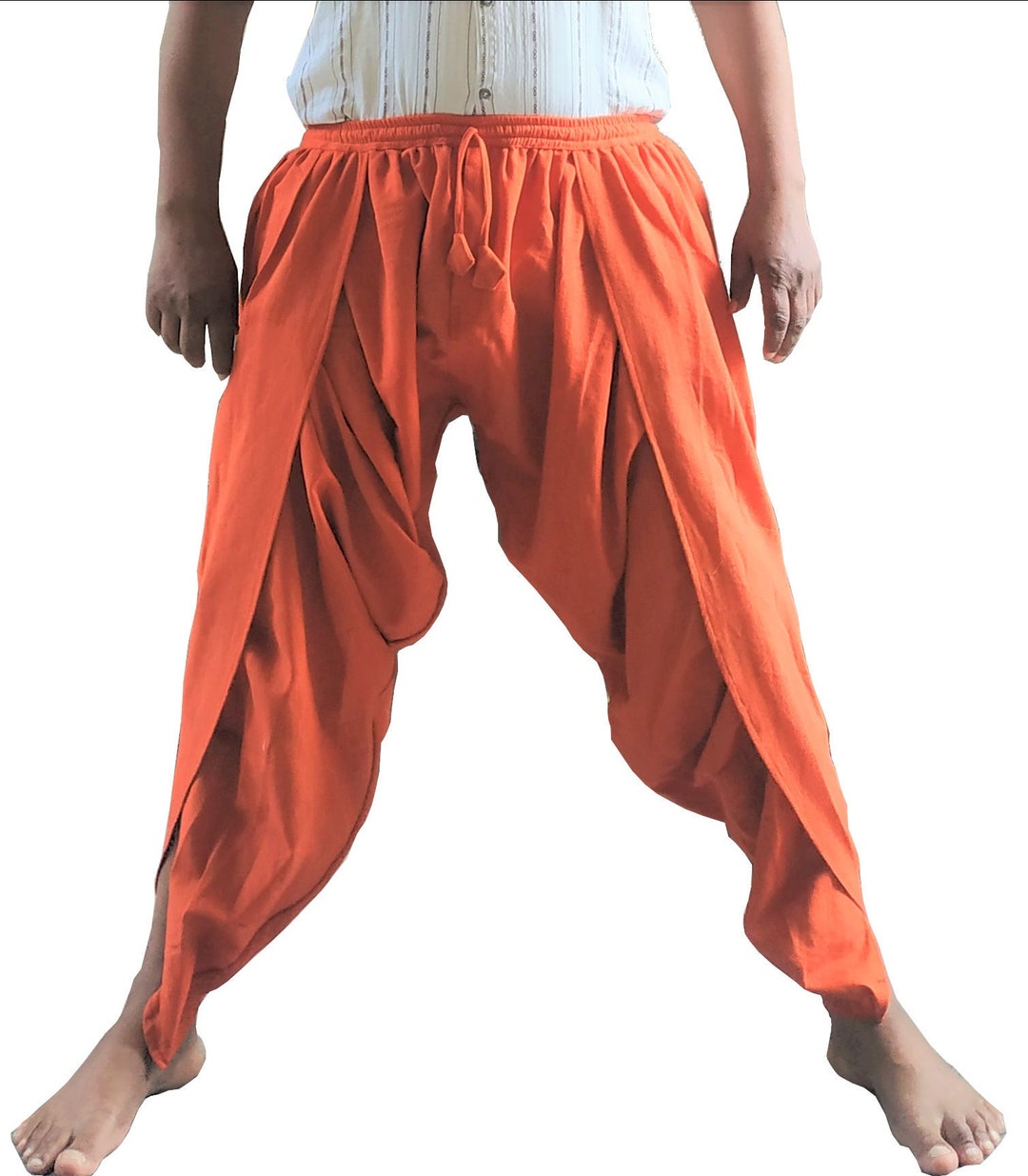 Fully Flexible Indian Yoga Dhoti Style Trousers | Men's Trousers ...