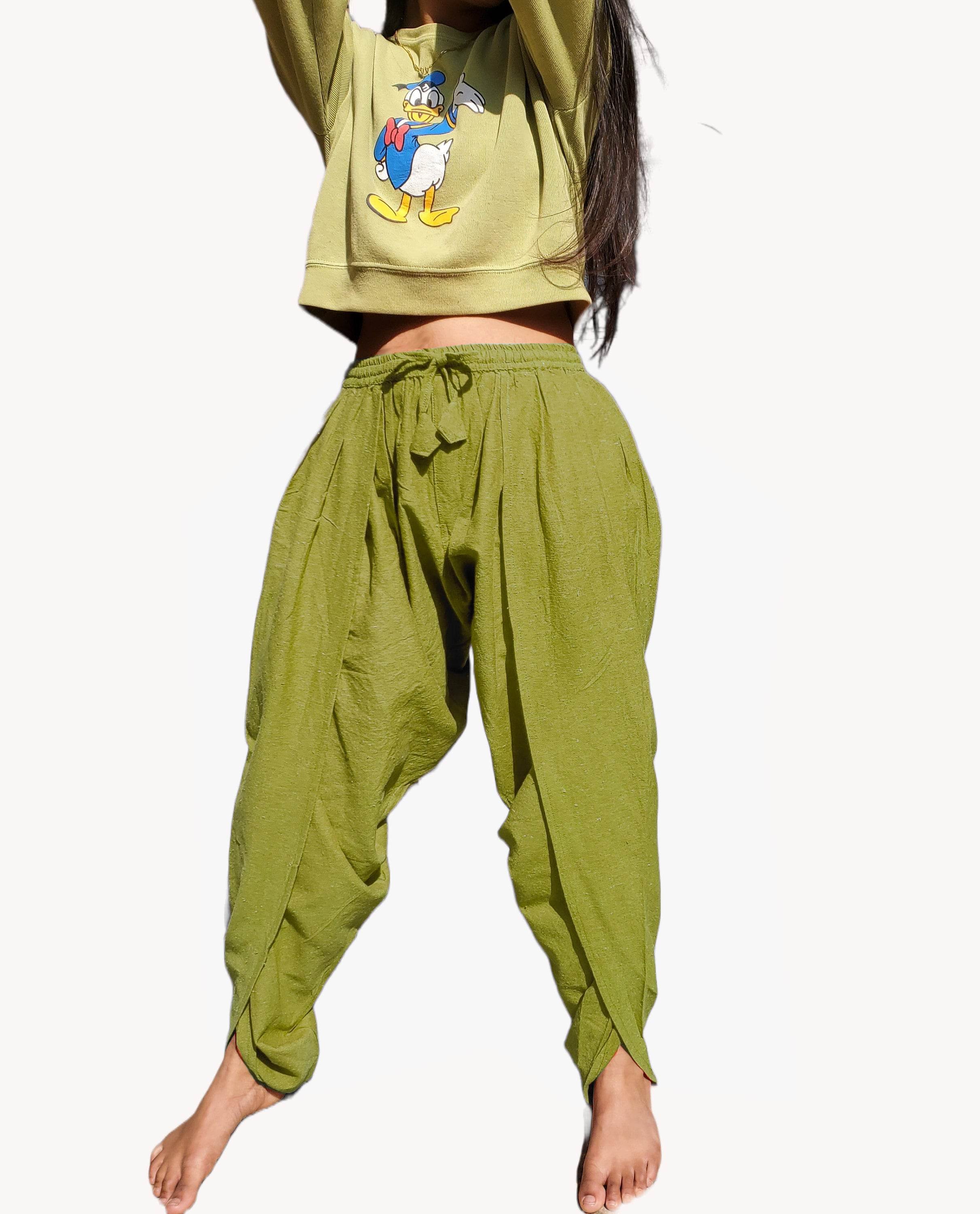 Indian Dhoti Style Ladies Trousers Pants| Elasticated Drawstrings ...