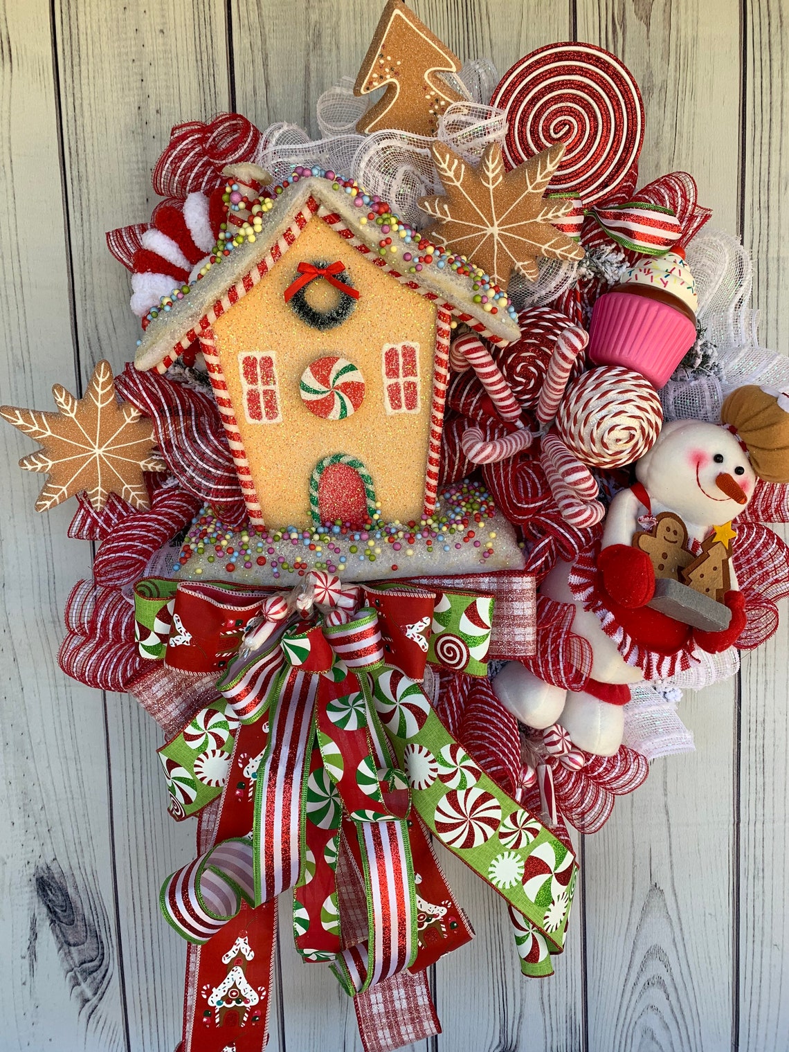 Christmas gingerbread wreath Christmas candy wreath | Etsy