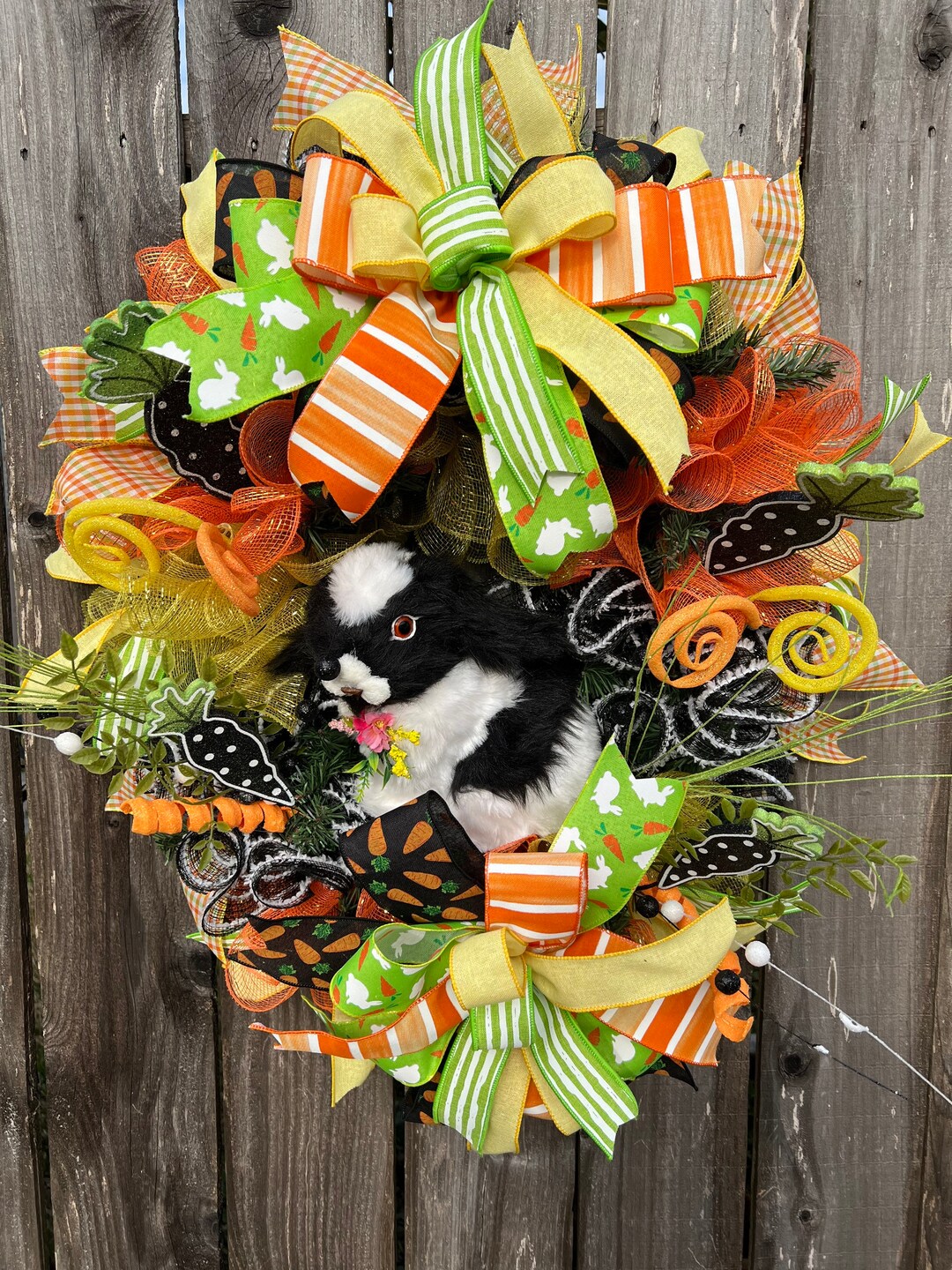 Easter Bunny Front Door Wreath, Outdoor Easter Wreath, Whimsical Bunny ...