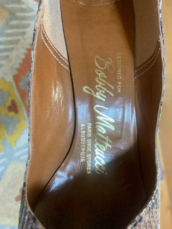 Vintage Purple Beige Snakeskin 1980’s Pumps Size 7.5 … - Gem