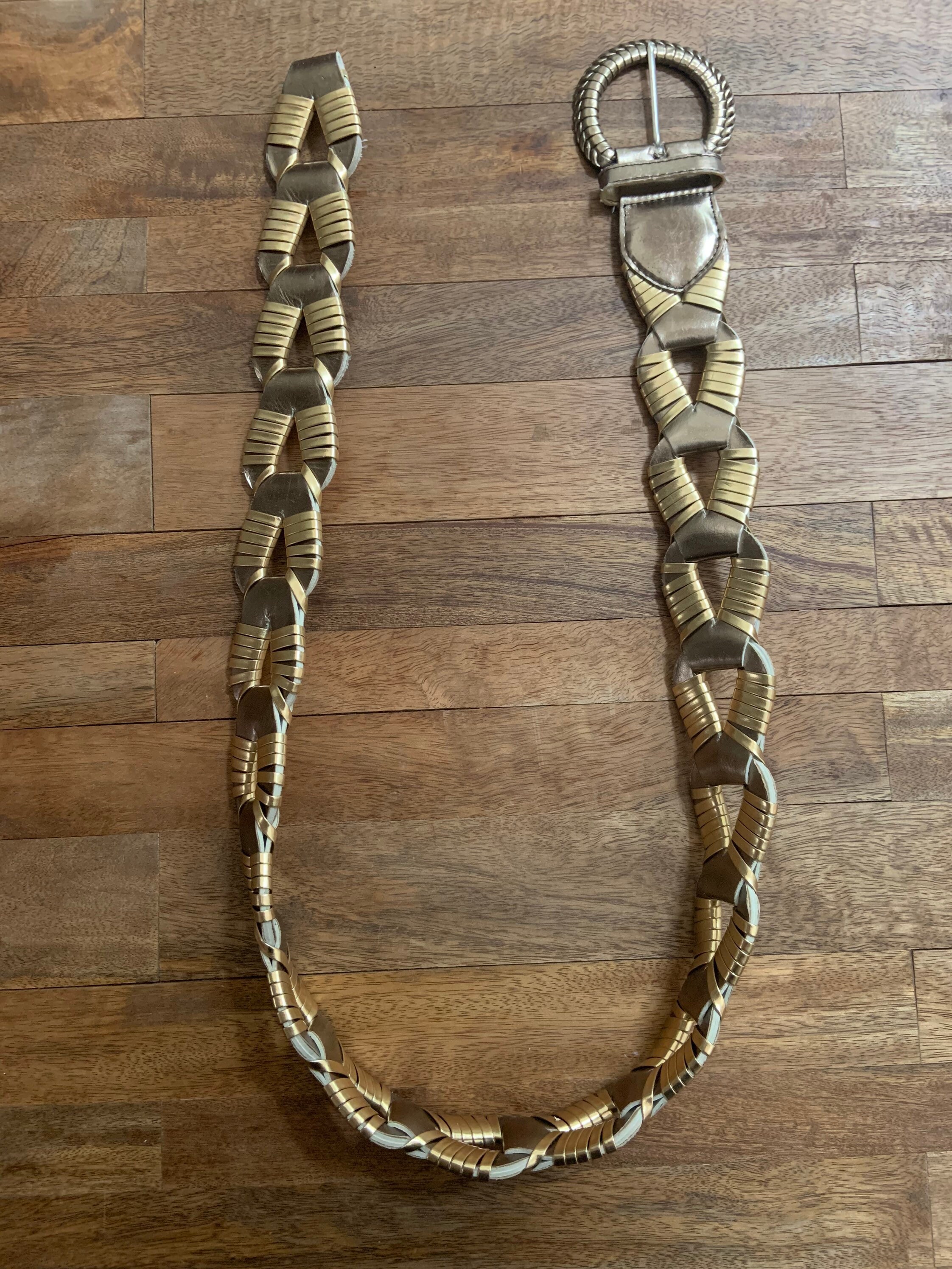 Vintage Glam Gold Metallic Belt Large - Etsy