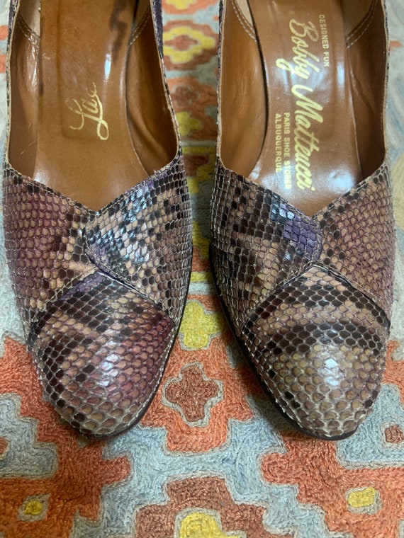 Vintage Purple Beige Snakeskin 1980’s Pumps Size 7.5 … - Gem