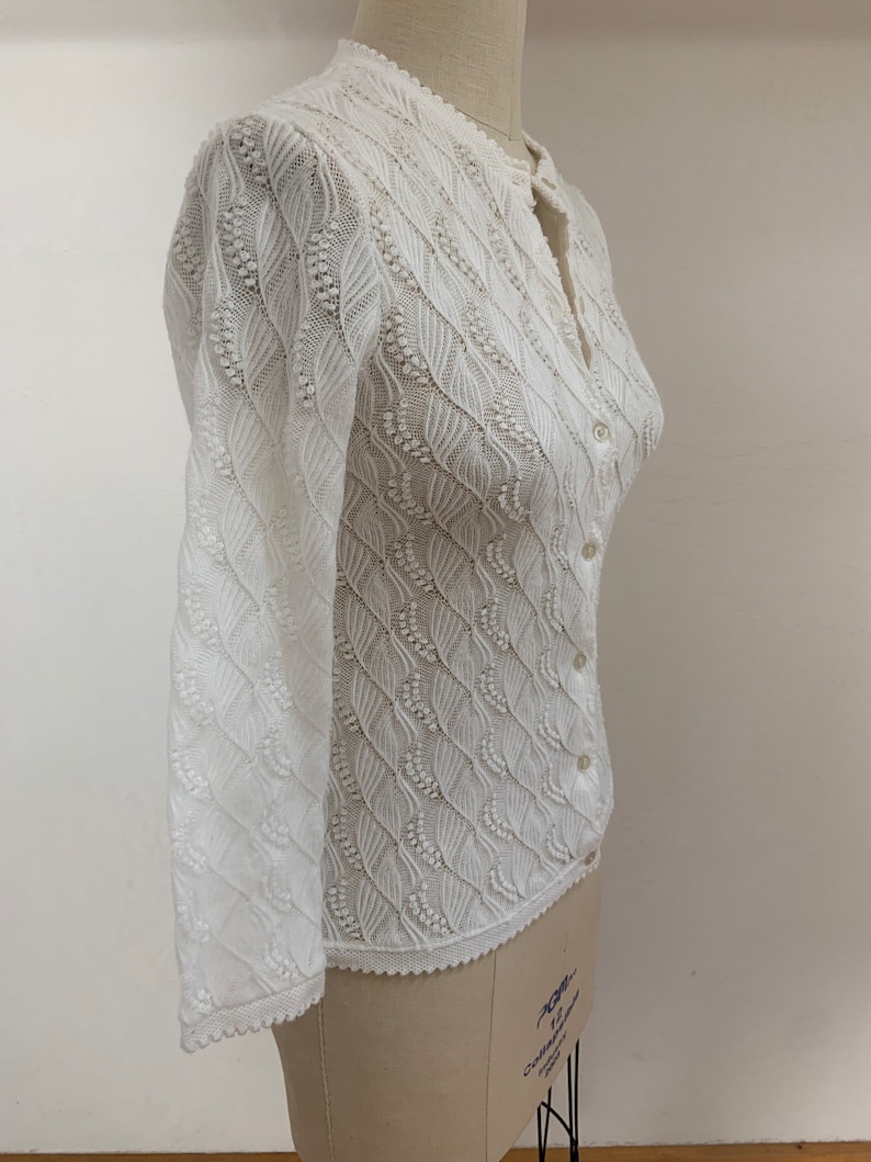 Vintage 1960’s Lacey Knit White Cardigan Small - Etsy