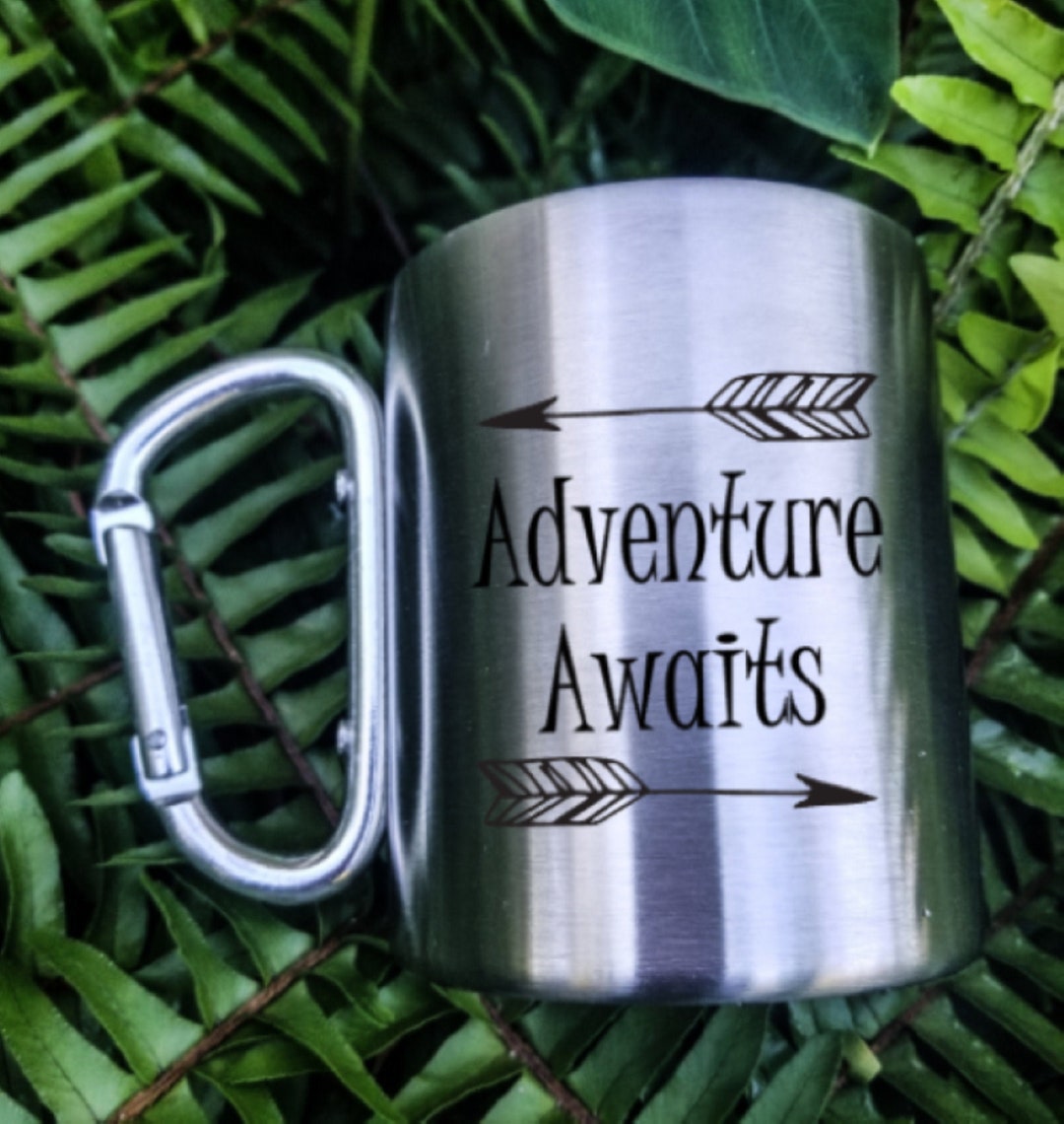 Custom Stainless Steel Hiking or Camping Cup With Carabiner Hook ...
