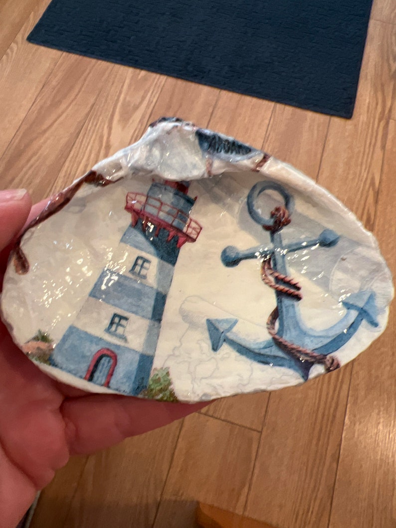 Lighthouse Anchor Sea Shell Trinket Dish - Etsy