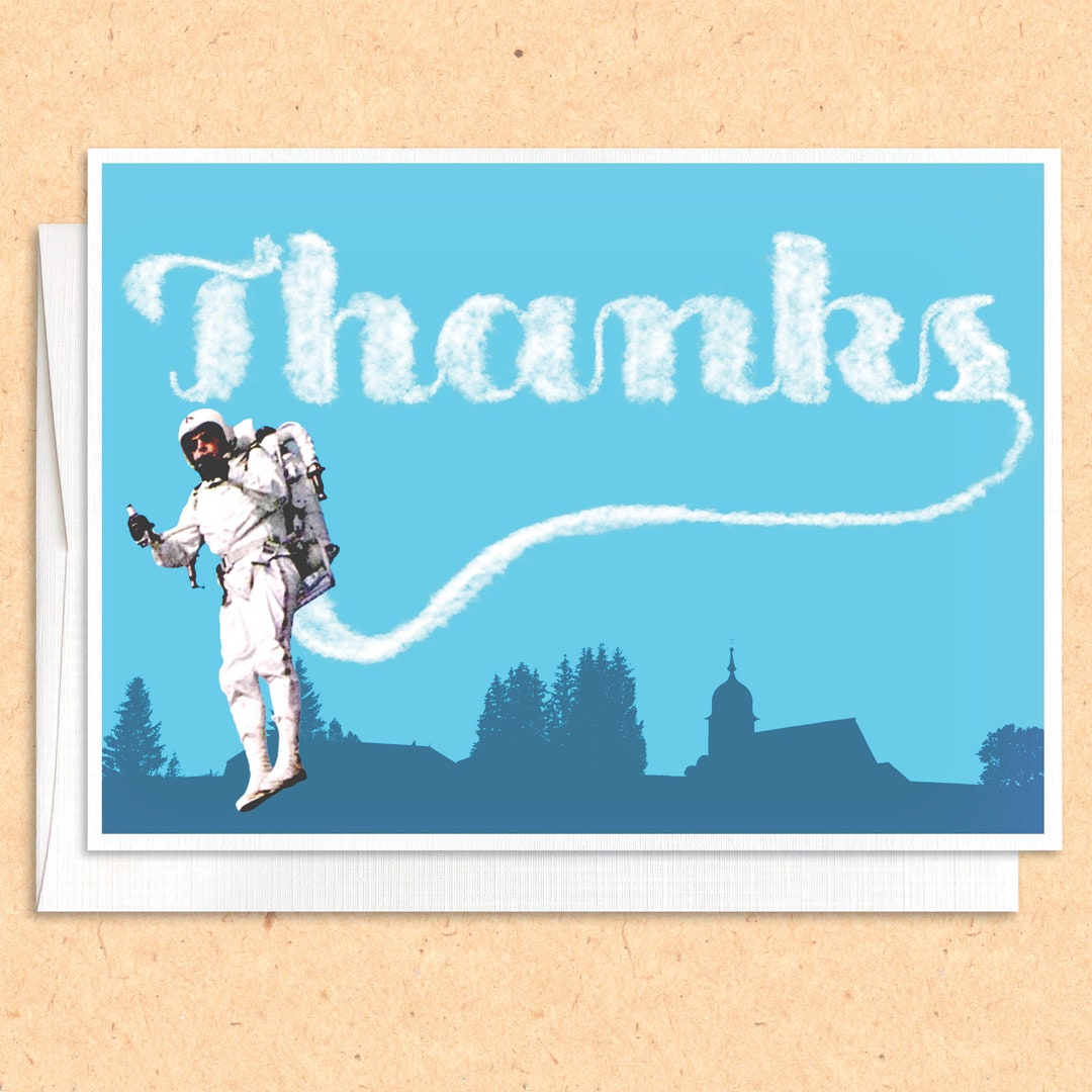Jetpack Skywriting Thank You Card, Funny Greeting Card - Etsy